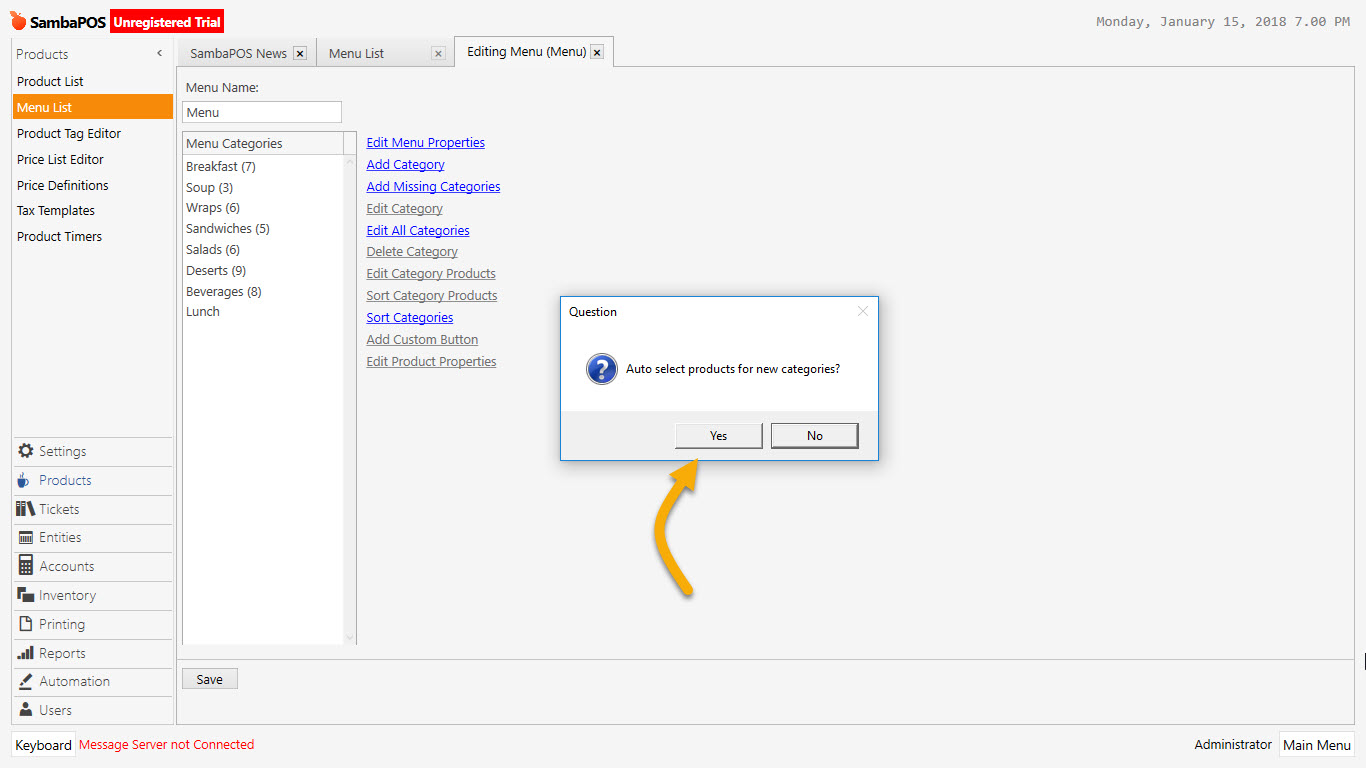 2.2.3. Adding New Product and Menu Editing – SambaPOS Knowledgebase