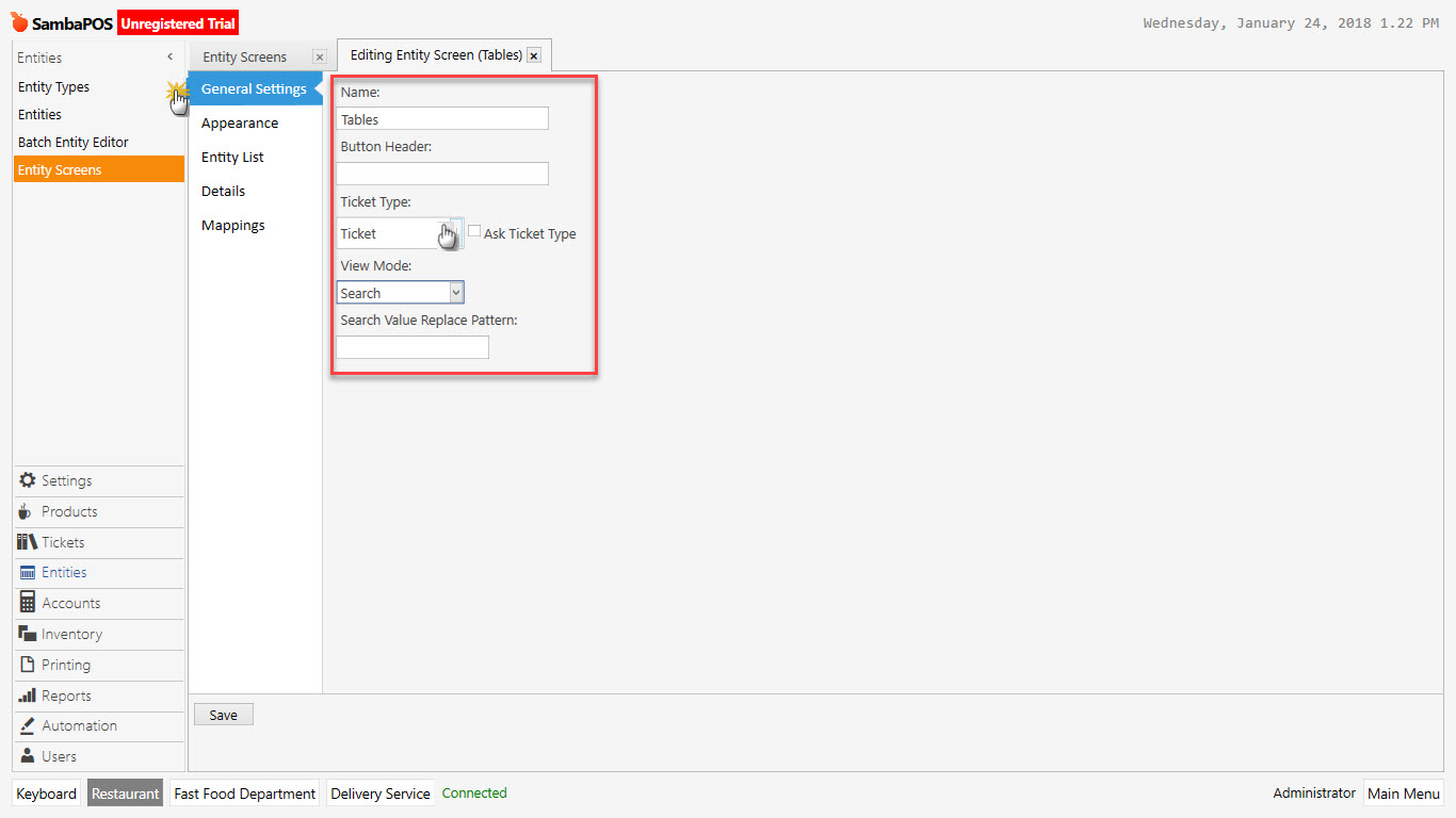 2.3.2.b. How to Add Entity Screens? – SambaPOS Knowledgebase