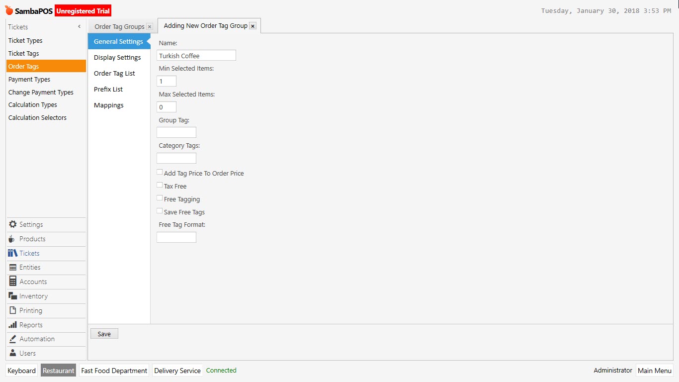 2.3.5.a. What is Order Tag? How to Create? – SambaPOS Knowledgebase
