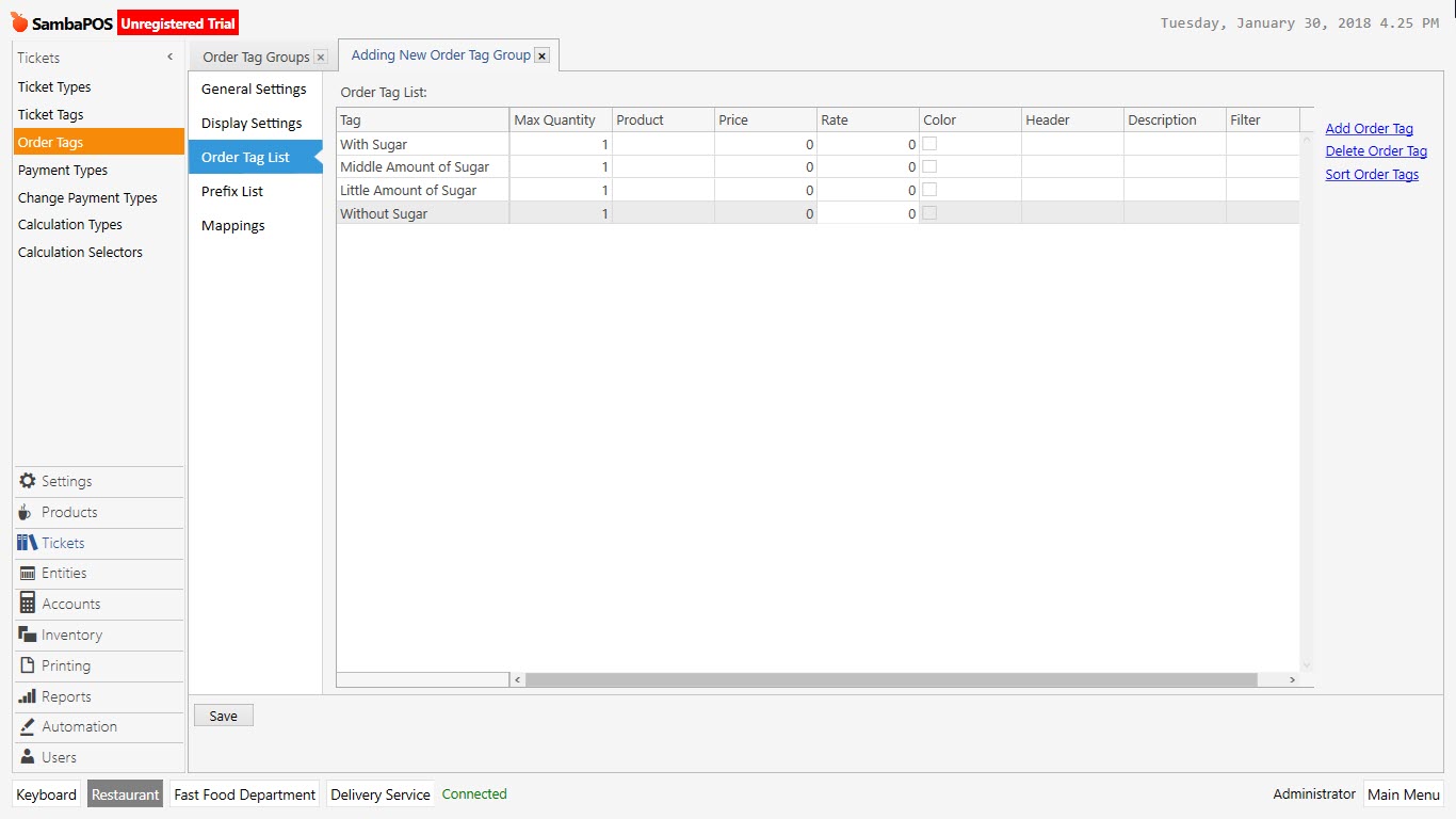 2.3.5.a. What is Order Tag? How to Create? – SambaPOS Knowledgebase