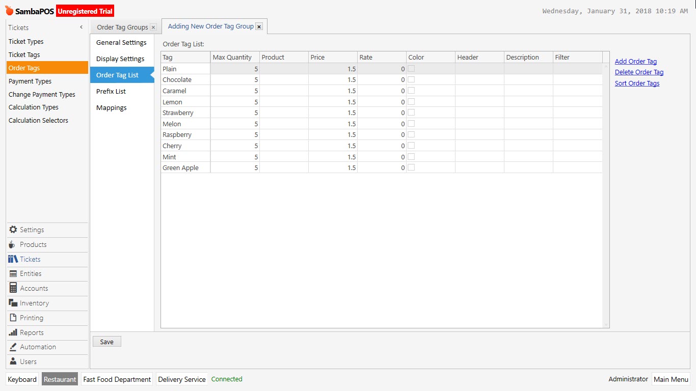 2.3.5.b. How to Add Price and Quantity for Order Tags? – SambaPOS Knowledgebase