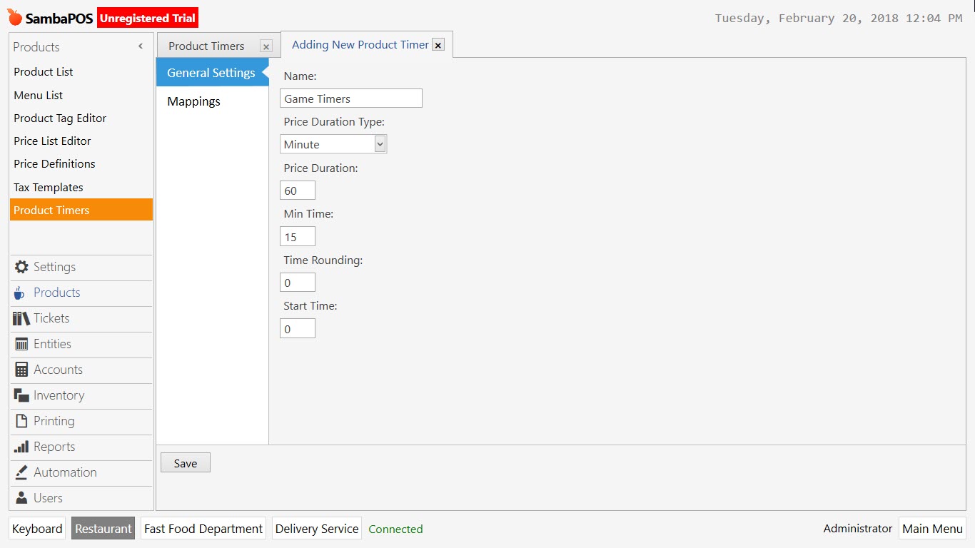 2.3.18. How to Run Product Timers? – SambaPOS Knowledgebase
