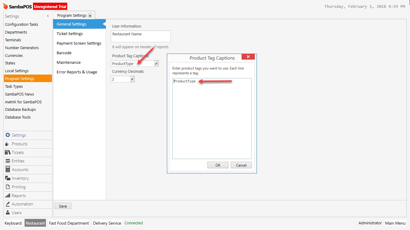 2.3.6. What is Product Tag, How to Add and Use? – SambaPOS Knowledgebase