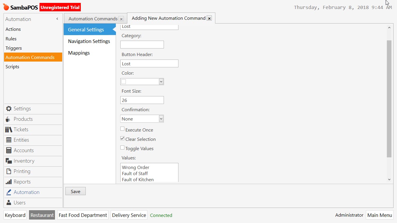 238c How To Create Lost Automation Command Sambapos Knowledgebase