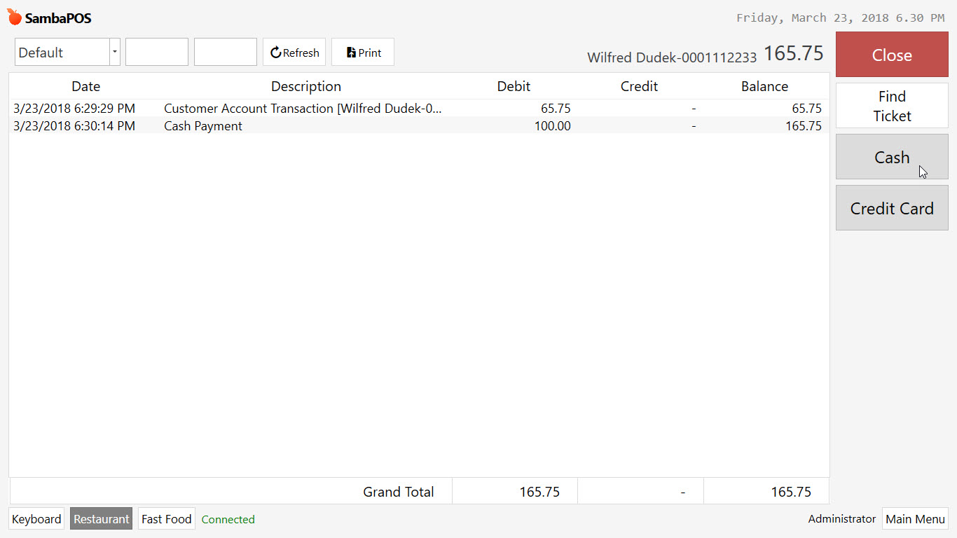 5.1.10.c. How to Debiting Customer Account? – SambaPOS Knowledgebase