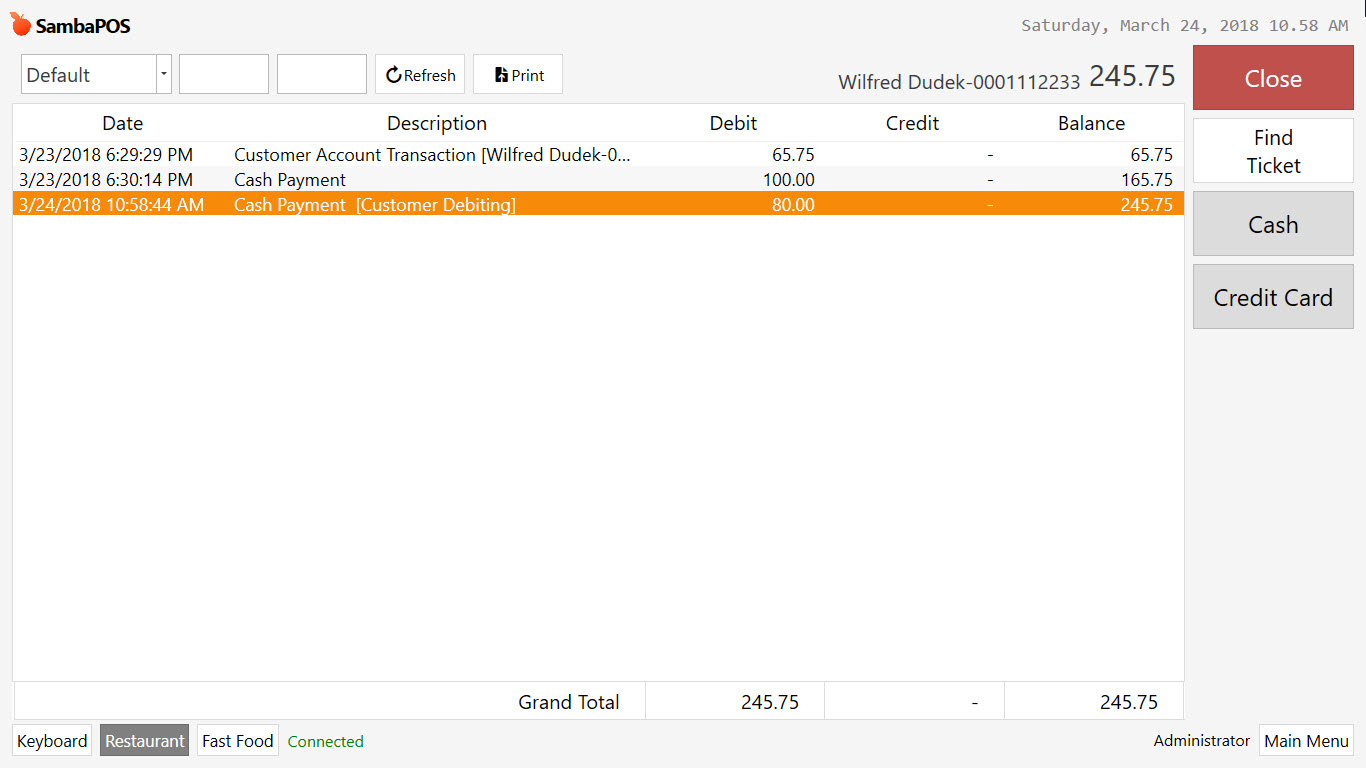 5.1.10.c. How to Debiting Customer Account? – SambaPOS Knowledgebase