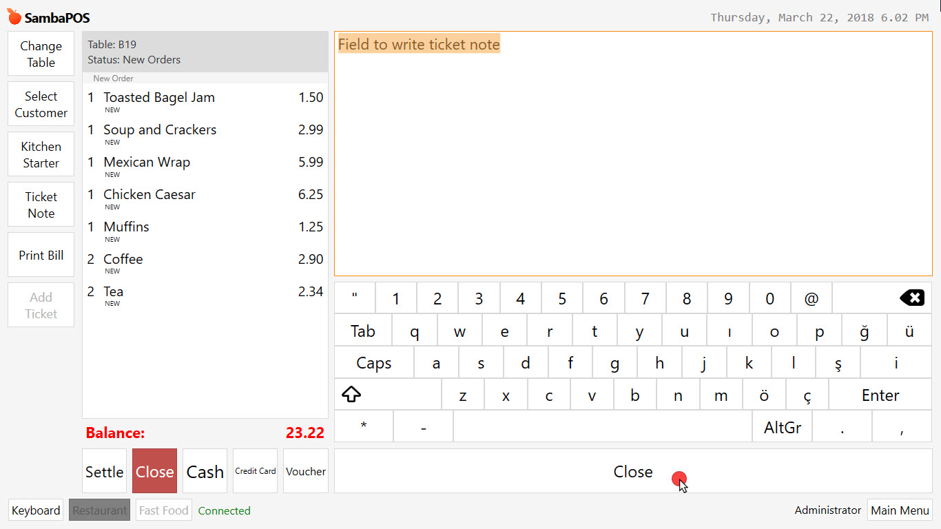 5.1.7. How to Write Note to Ticket and to Order? – SambaPOS Knowledgebase