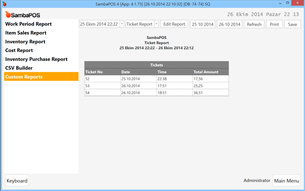 9.1.7. Custom Report Table Views – SambaPOS Knowledgebase