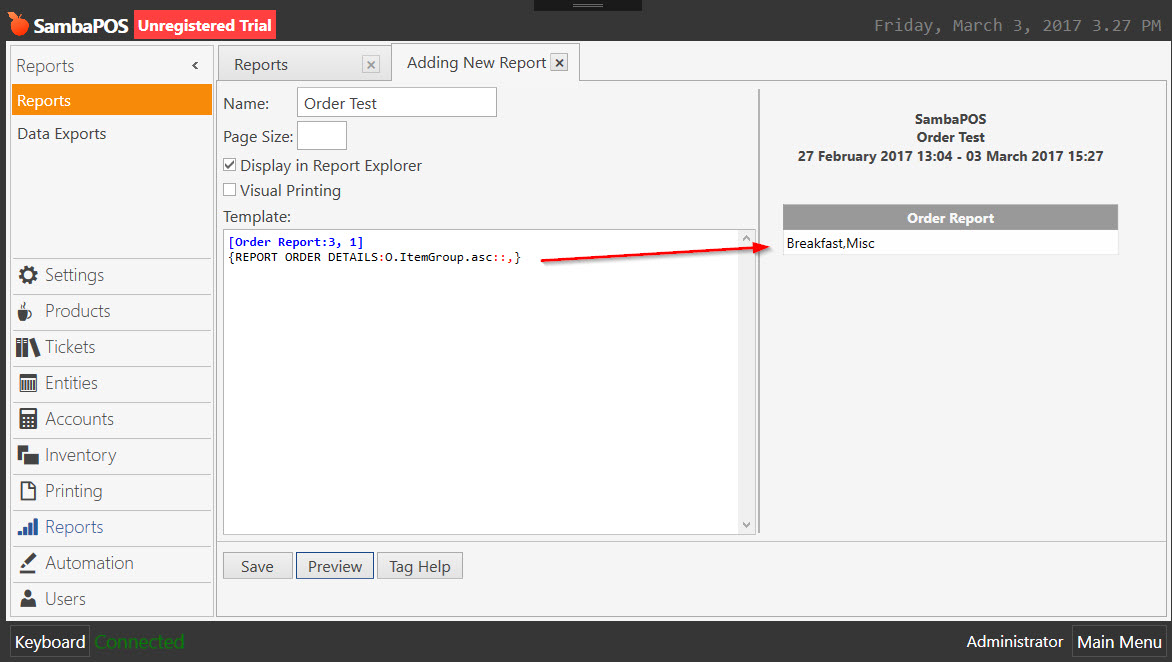 9.1.9. Custom Report Filtering and Grouping – SambaPOS Knowledgebase