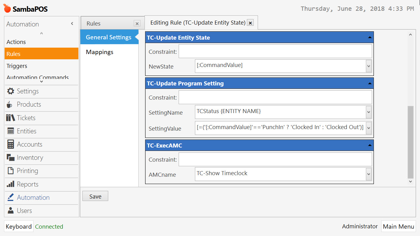 4.14. How to Set Time Clock Implementation? – SambaPOS Knowledgebase