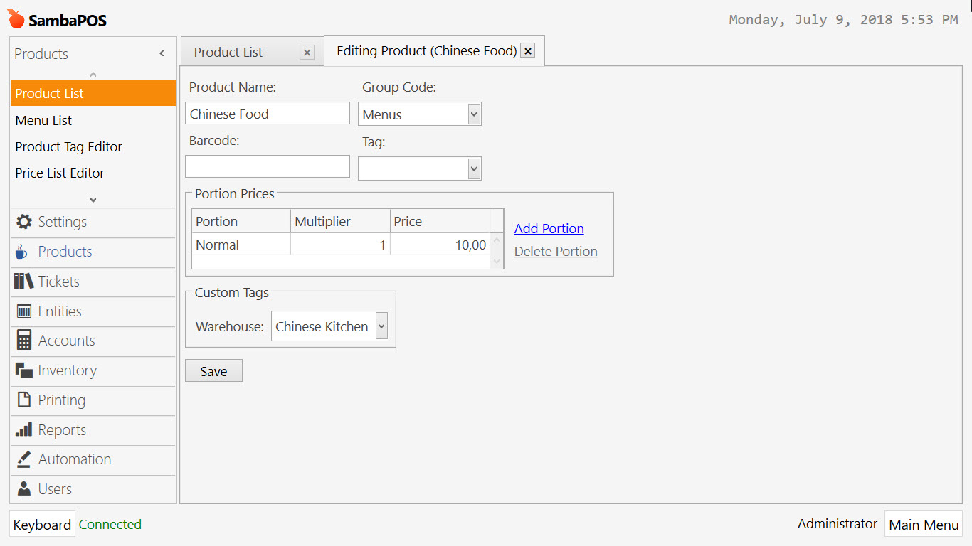 4.16. How to Configure Product Based Warehouse Tracking? – SambaPOS ...