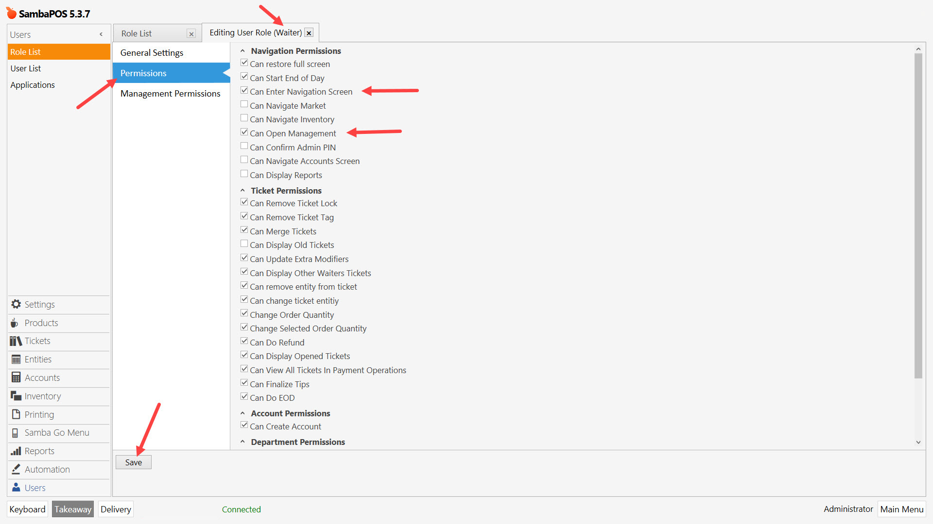 4.74. How to Configure Partial Management Permissions for User Roles? – SambaPOS Knowledgebase