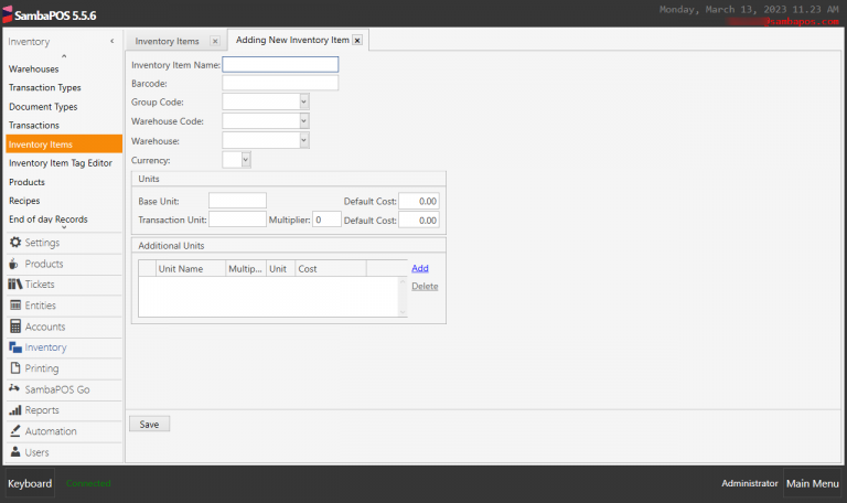 4.71. How to Define Inventory on SambaPOS? – SambaPOS Knowledgebase