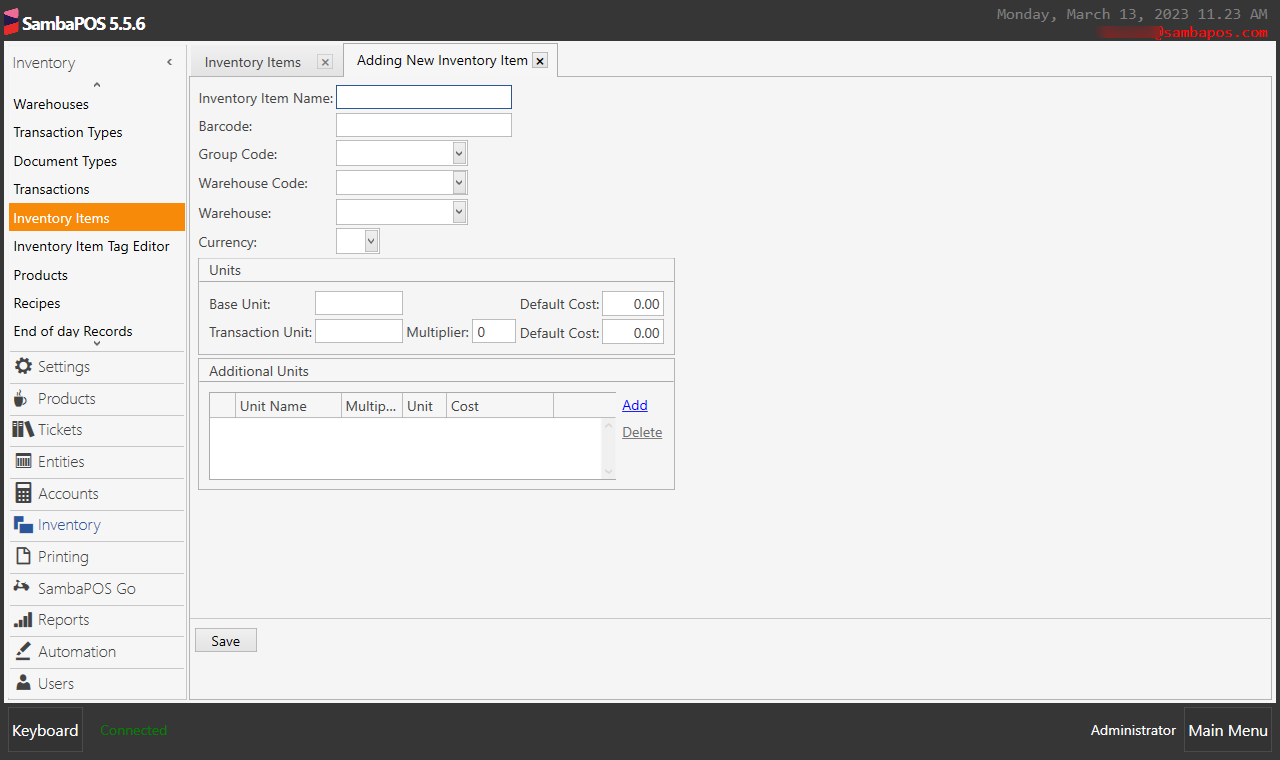 4.71. How to Define Inventory on SambaPOS? – SambaPOS Knowledgebase
