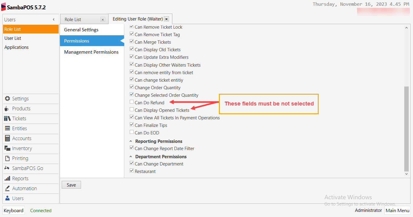 4.88. How to Configure Mark Ticket As Opened? – SambaPOS Knowledgebase