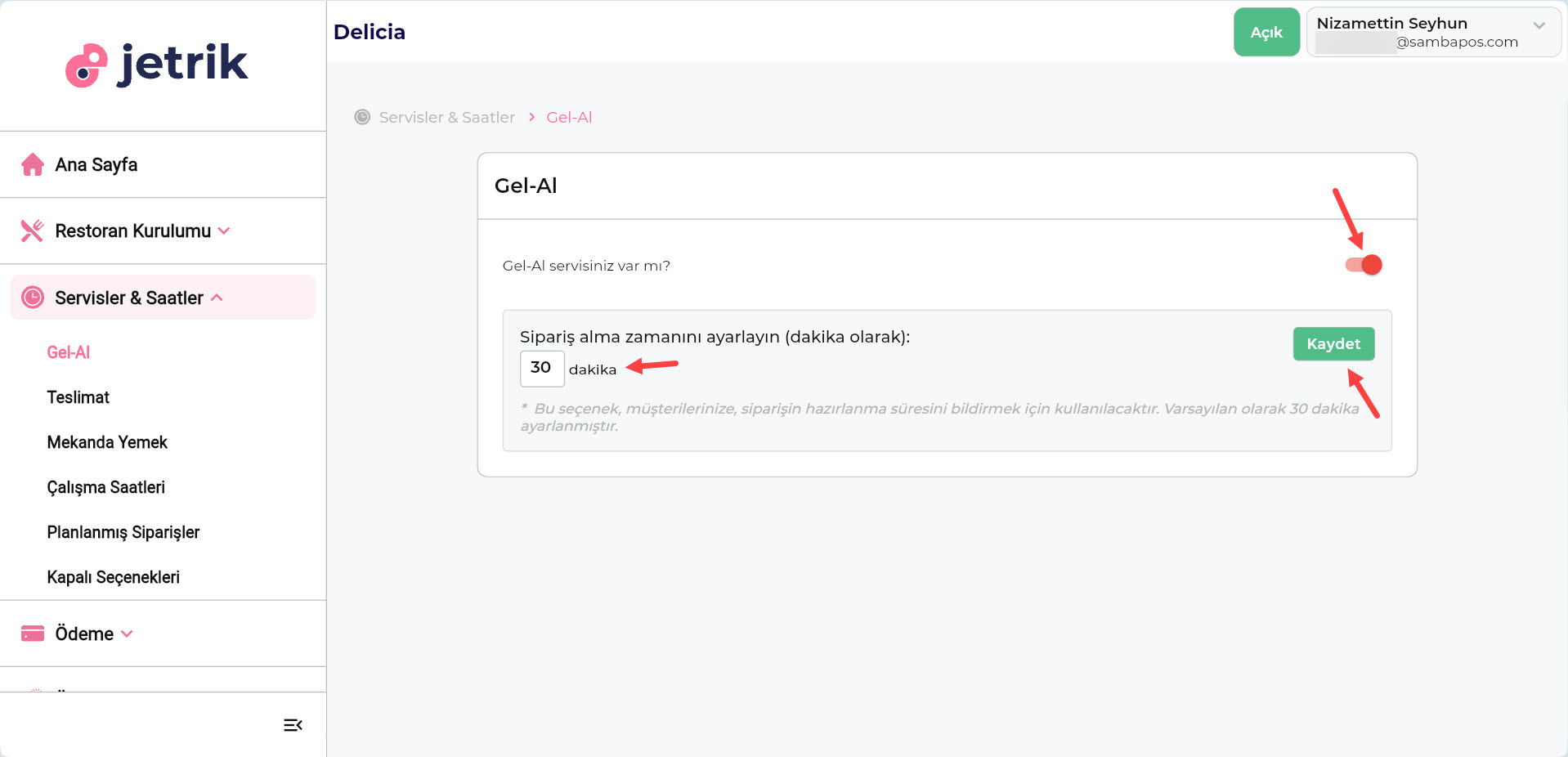 6.25. SambaPOS İle Jetrik Nasıl Entegre Edilir? – SambaPOS Knowledgebase