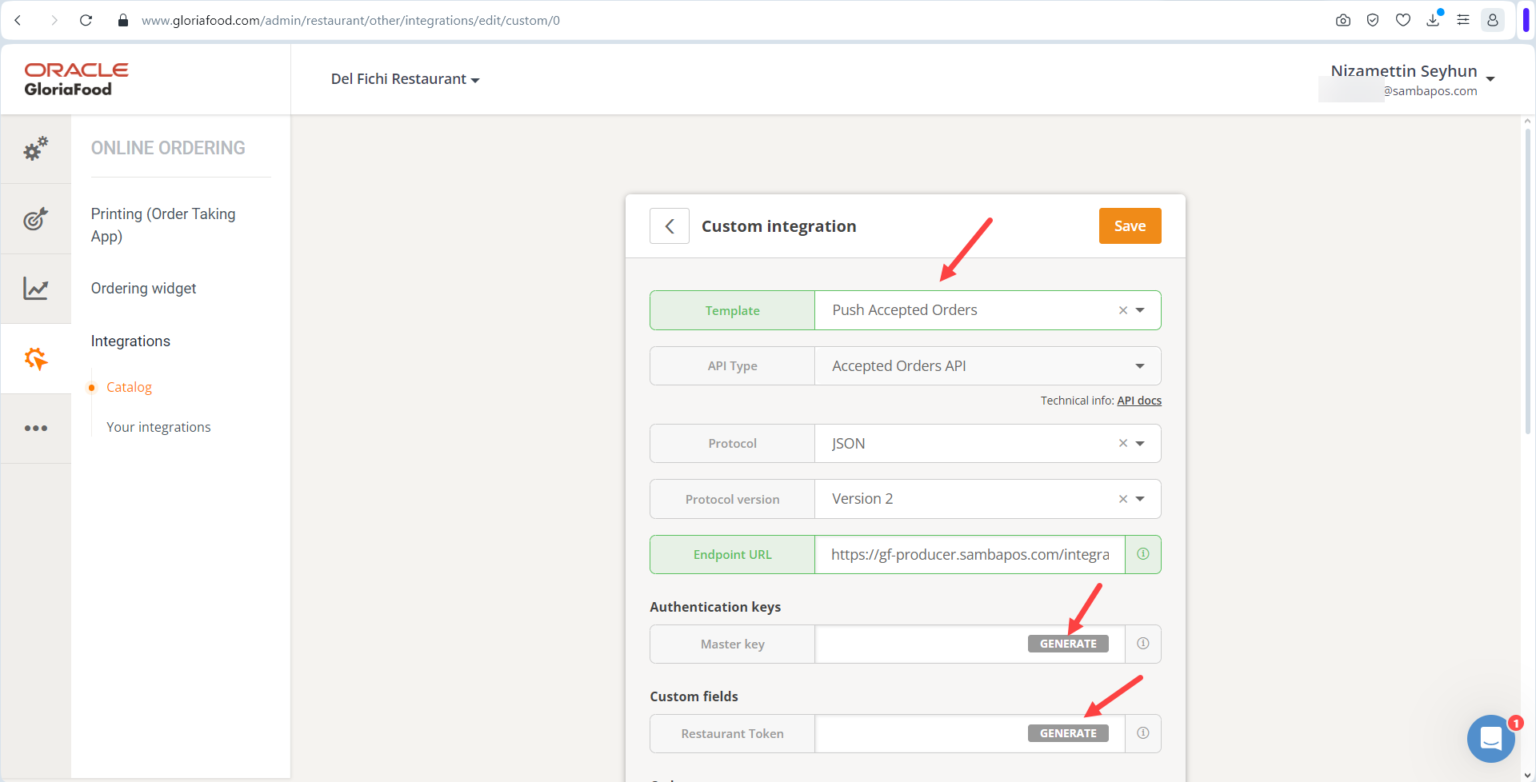 6.29. Go Order GloriaFood Integration – SambaPOS Knowledgebase