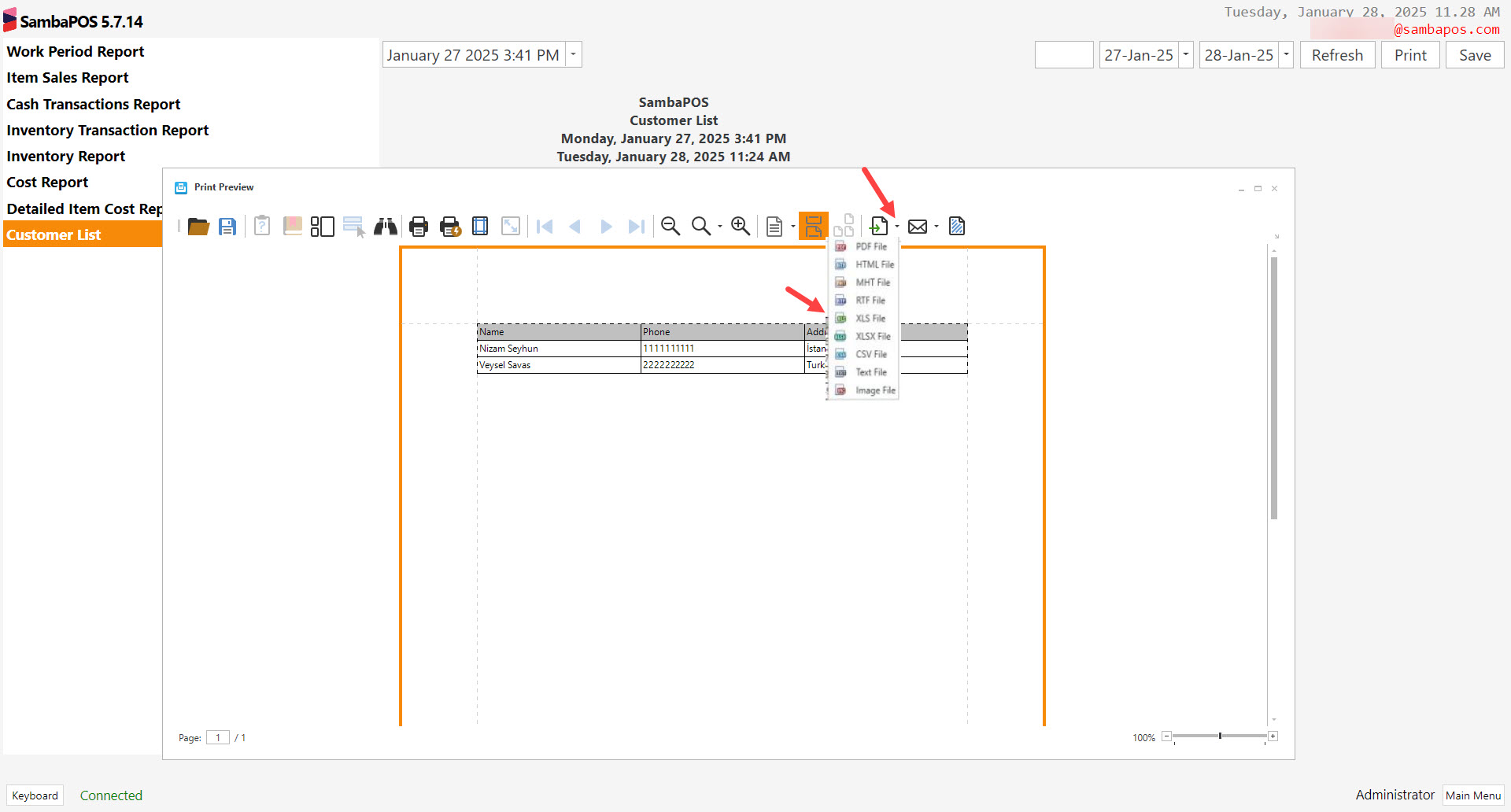 4.94. How to Export Customer List in Excel Format – SambaPOS Knowledgebase